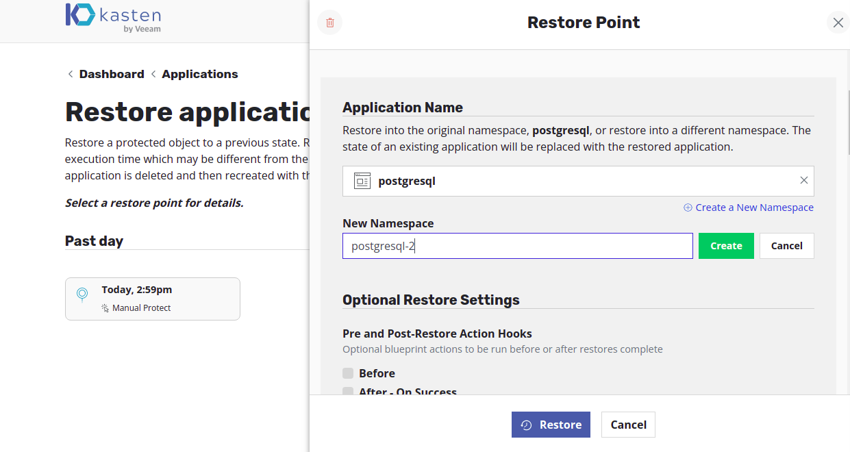 Application Consistent PostgreSQL HA Backup and Restore — K10 4.5.11 documentation
